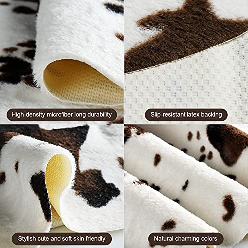 Cow Print Rug Faux Cowhide Area Carpet Animal Print Mat for Living Room ...