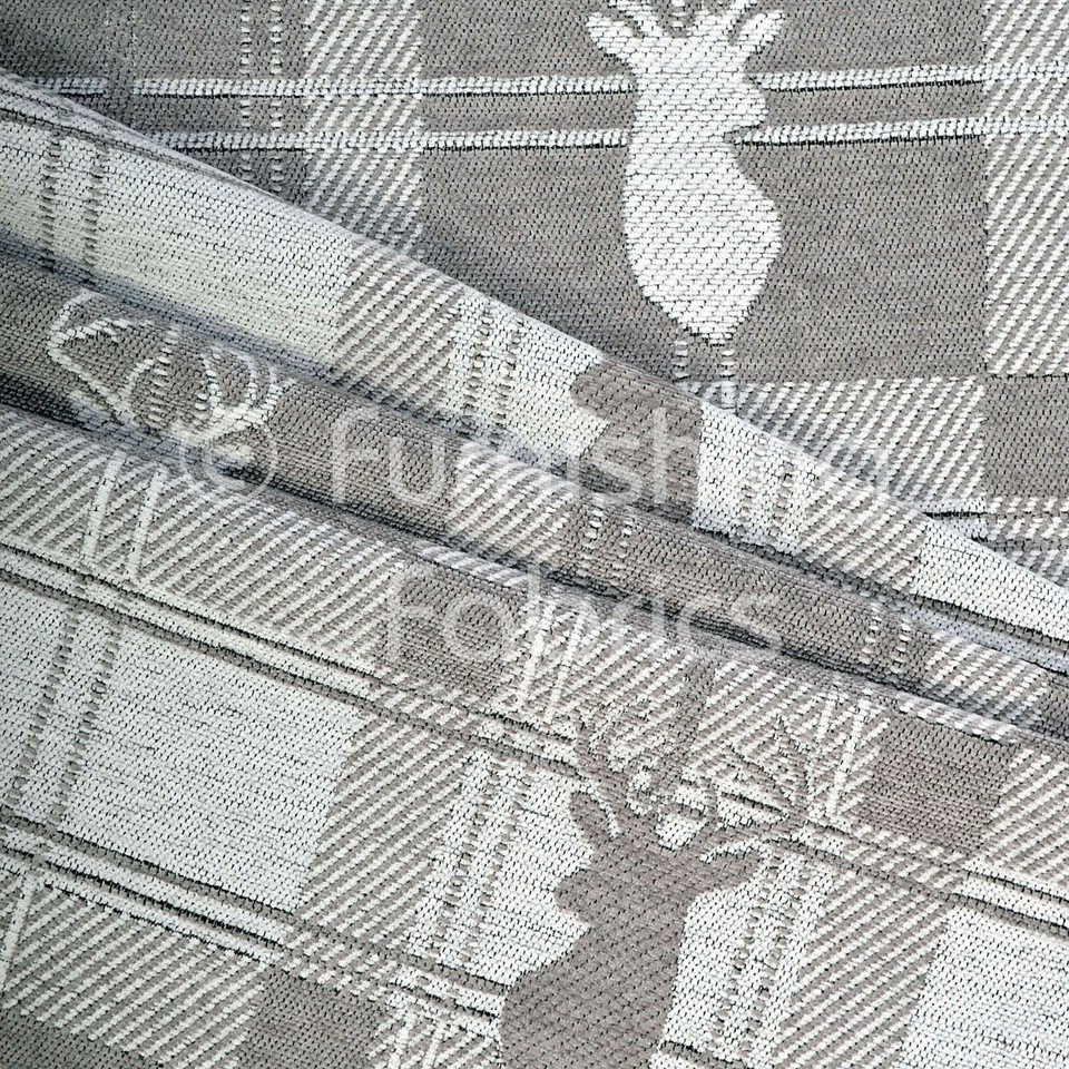 Soft Like Cotton Upholstery Woven Fabric Stag Deer Head Animal Stripe ...
