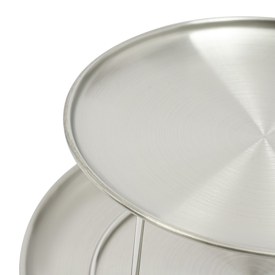2 Tier Food Serving Riser Seafood Plate Round Plate Rack Silver Tray ...