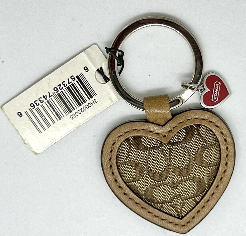 NWOB COACH Signature Heart Leather Key Fob Charm Keyring FS1712 | eBay