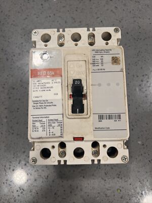 Used Eaton HFD3020 20A 600VAC 250VDC 3-pole Circuit Breaker w/warranty ...