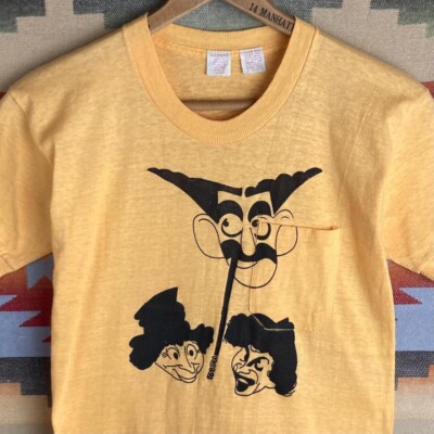 Vintage 70s Groucho Marx Brothers Cartoon Light Orange Pocket T-shirt ...