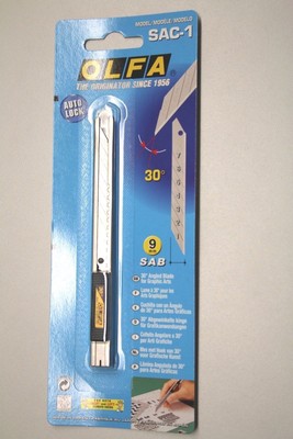 OLFA SAC1 Cuttermesser Edelstahl Spezial mit 30° Klinge 9mm, Auto-Lock ...