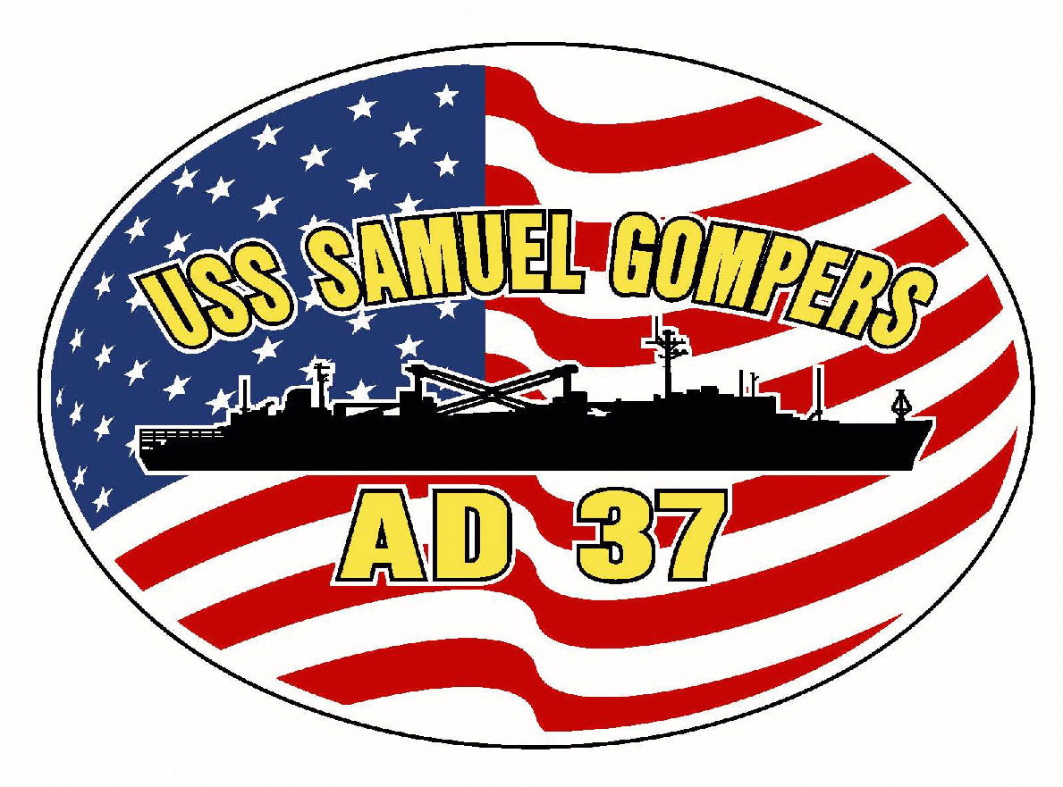 USS SAMUEL GOMPERS AD 37 Oval Decal / Sticker Military Navy MADE IN U.S ...