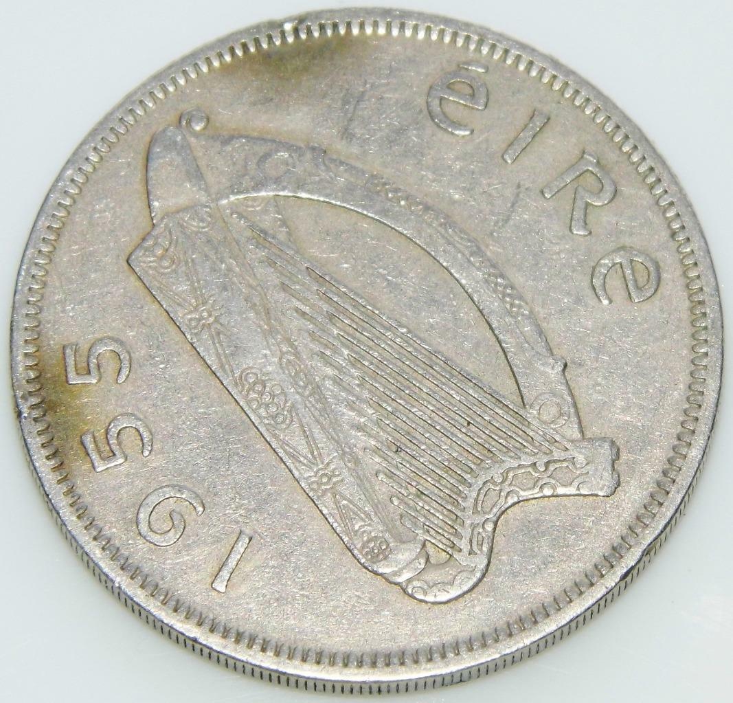 Irish Half Crown 2 Shilling 6p Coin 1955 XF High Grade Horse & Harp ...