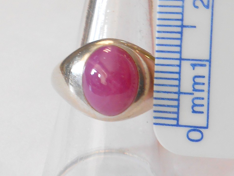 Vintage Pink Red Man Made Linde Style Star Sapphire 14K White Gold Ring ...