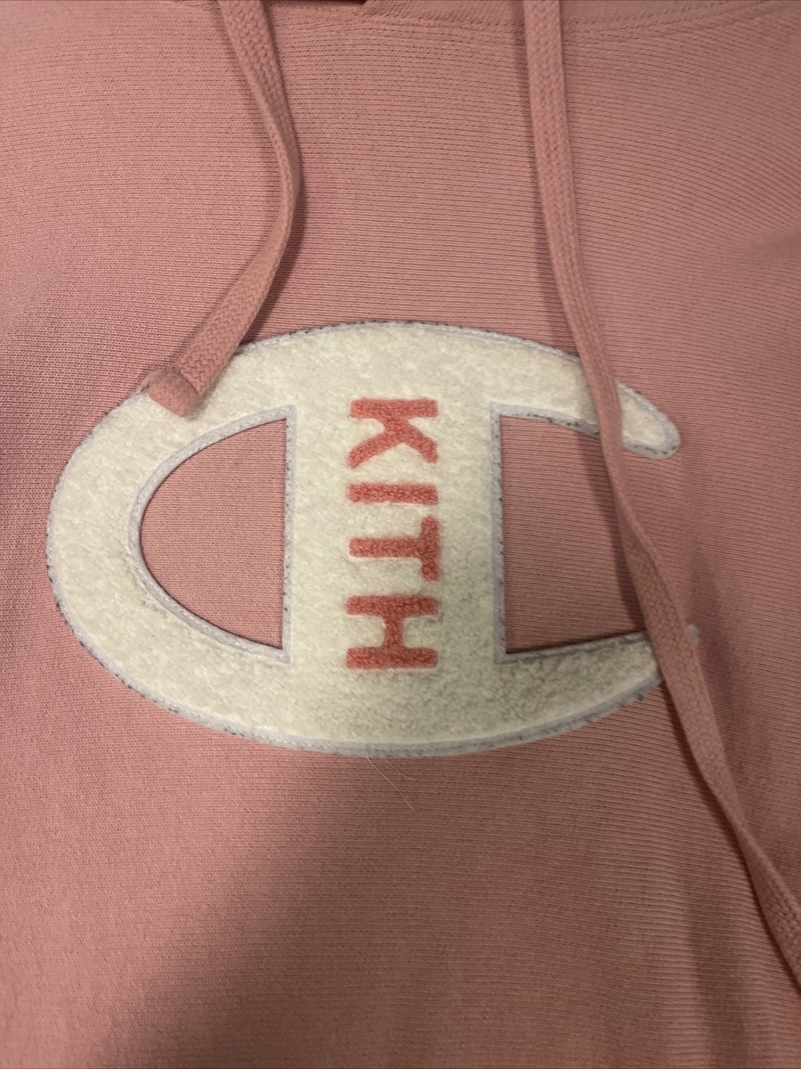 Kith x Champion Logo Hoodie Pullover Sweatshirt PINK Size XS Kith x Champion Logo Hoodie Pullover Sweatshirt PINK Size XS