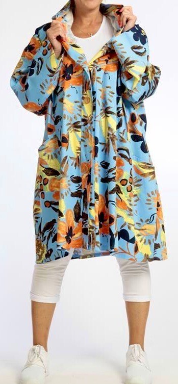 PLUS SIZE COTTON MULTI FLOWERS 2 POCKETS OVERSIZED HOODED JACKET Size ...
