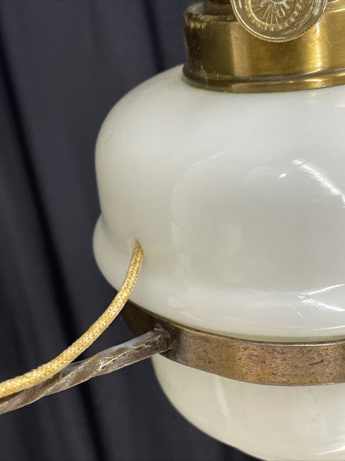 Antique 1800s Hanging Elec. Oil Lamp Frame Victorian Milk Glass HASAG ...