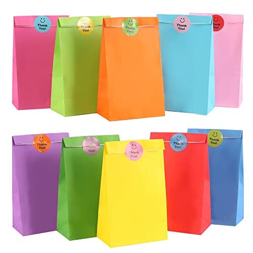 Pack of 20 Party Bags, Paper Bags Flat Bottom Kraft Bag Candy Paper Bag ...