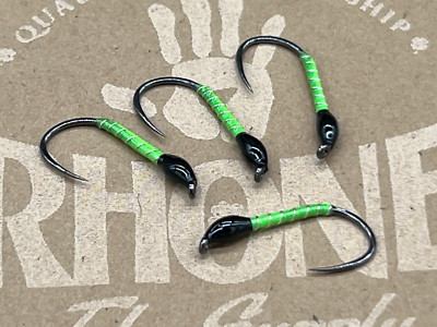 4ea. Green and Black Buzzers Size #10. Excellent still water pattern ...