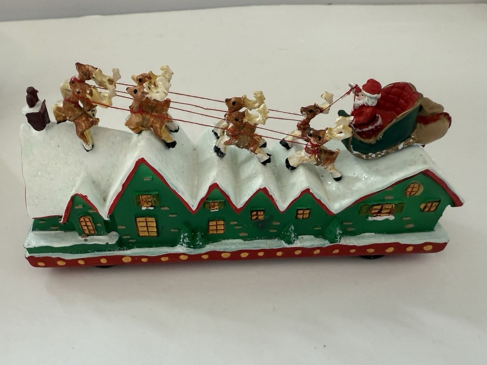 VTG Musical Miracle On 34th Street Santa Sled Reindeer Float Figurine ...