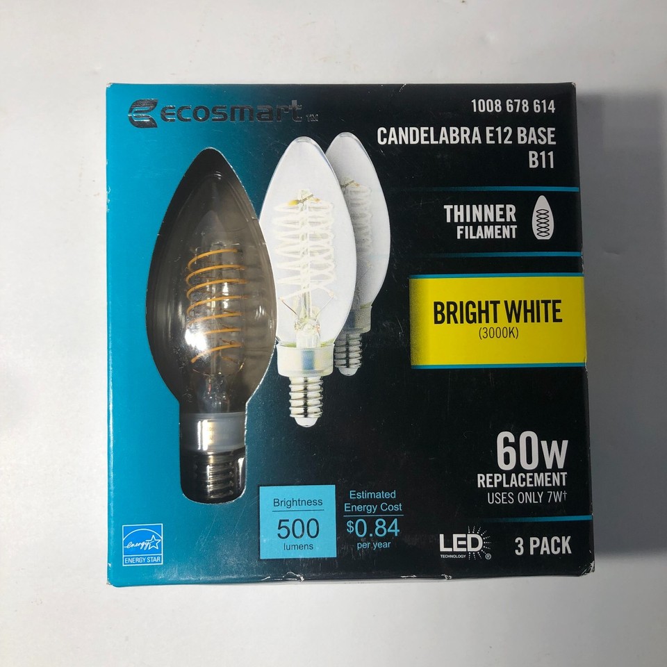 EcoSmart (9-Pk) B11 LED Vintage Edison Light Bulb Bright White 1008 678 ...