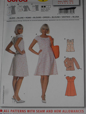 Dress and Blouse Size 6-18 Burda 7798 Sewing Pattern | eBay