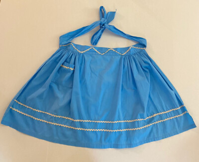 VINTAGE 50’s-60’s HALF APRON, BLUE WITH WHITE RIC RAC WITH GOLD ACCENTS ...