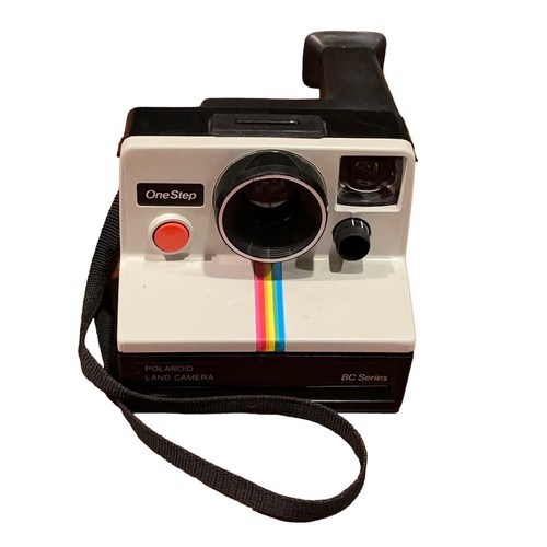 VTG Original Polaroid SX-70 OneStep White Rainbow Stripe Land Camera B ...