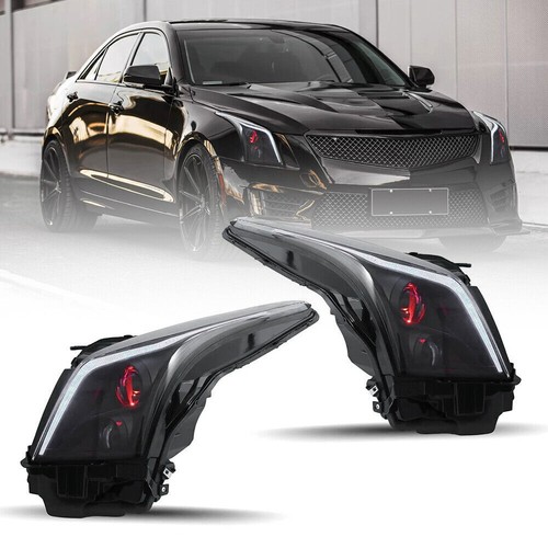 Pair LED Headlight For Cadillac ATS ATS-L 2013-2019 Demon Eyes Double ...