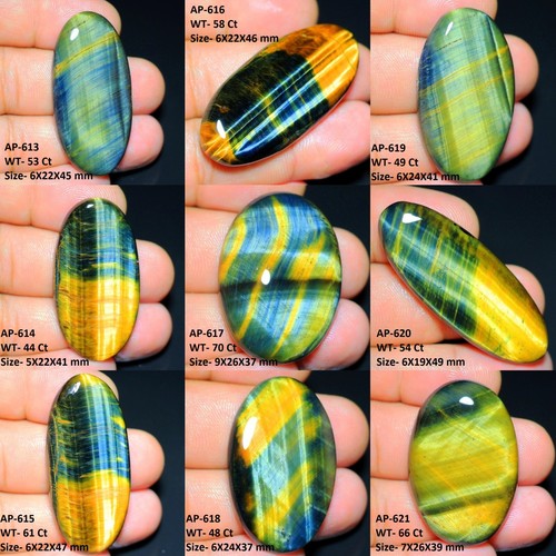 NATURAL PIETERSITE GOLDEN BLUE FIRE TIGER EYE OVAL CABOCHON GEMSTONE AP ...