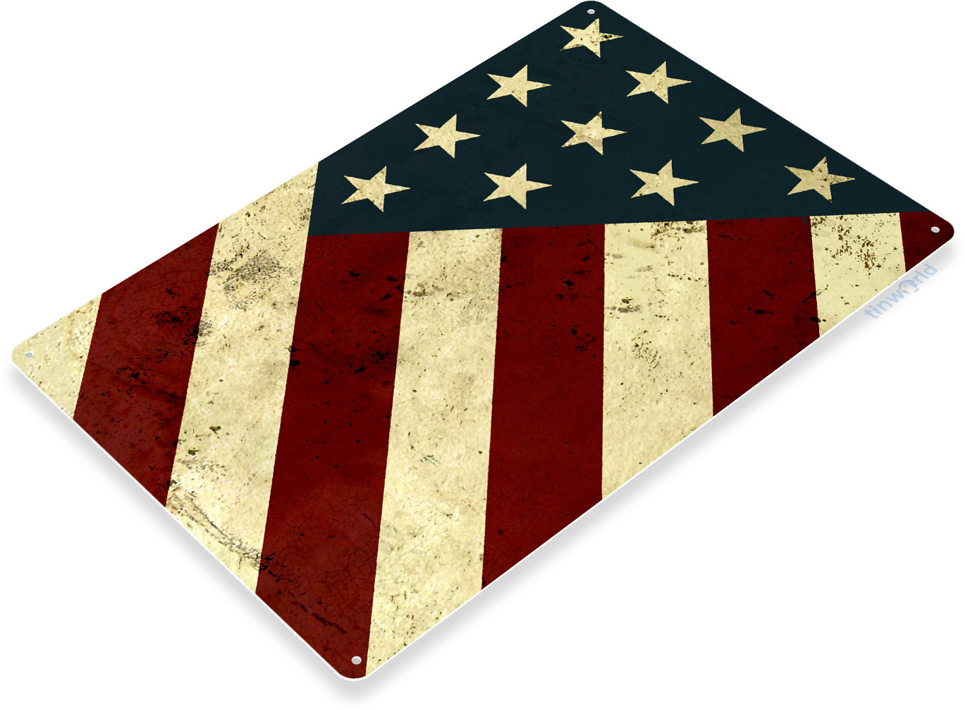 TIN SIGN Flag Diag American Metal Décor Wall Art Patriotic US Store ...