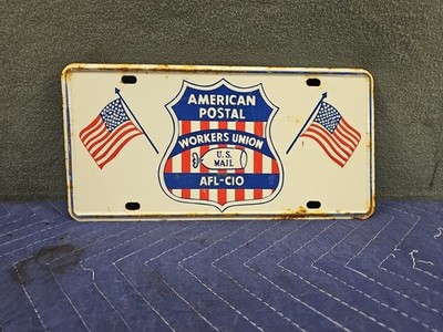 VINTAGE APWU AMERICAN POSTAL WORKERS UNION VANITY LICENSE PLATE | eBay