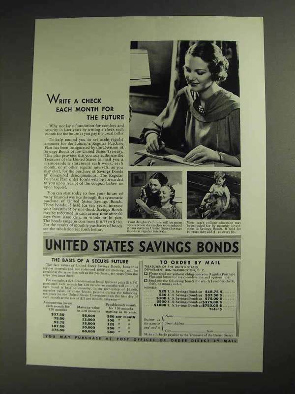 1936 United States Savings Bonds Ad - For the Future | eBay