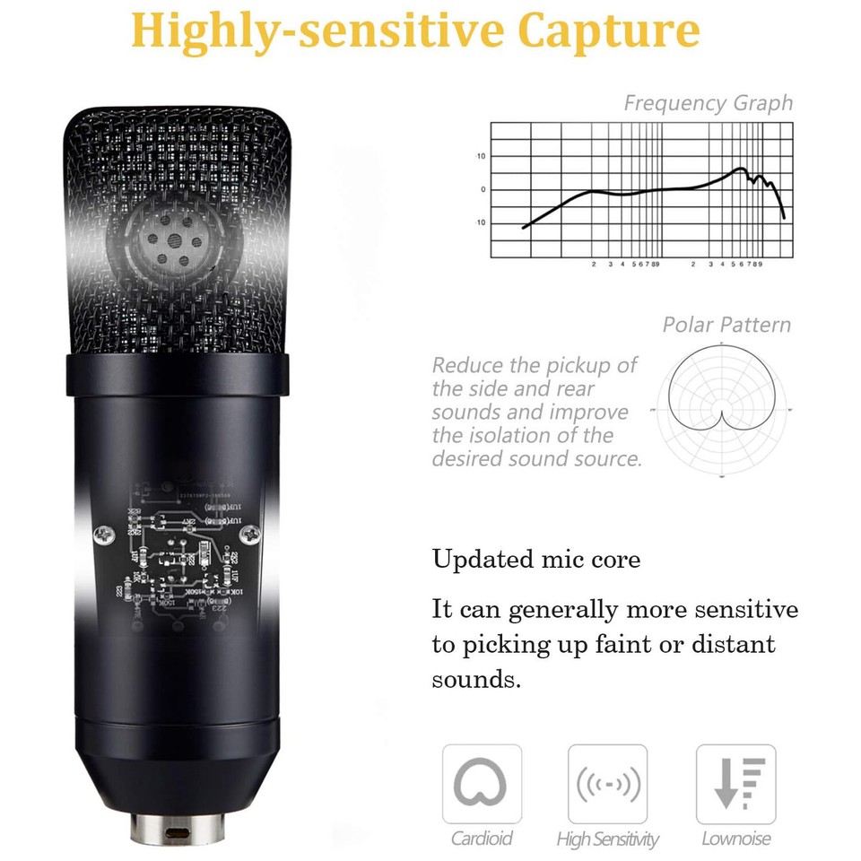 Professional Studio Recording Microphone Condenser Mic for Streaming ...