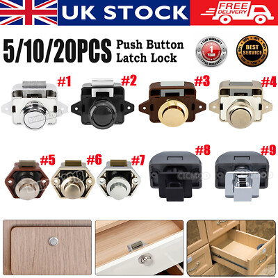 5-20x Push Button Door Catch Lock Camper Van Cabinet Drawer Cupboard Latch Knobs | eBay UK