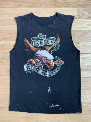 1991 3D Emblem Harley Davidson Live to Ride Eagle T-S… - Gem