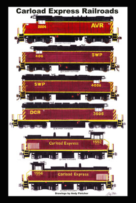 Carload Express Locomotives 12"x18" matted poster Andy Fletcher signed ...