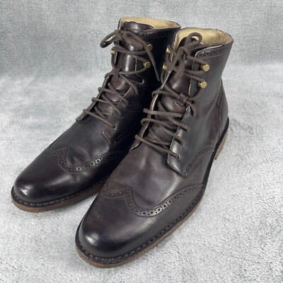Sebago Hamilton Wingtip Leather Dark Brown Boots 813202 Men's Size US ...