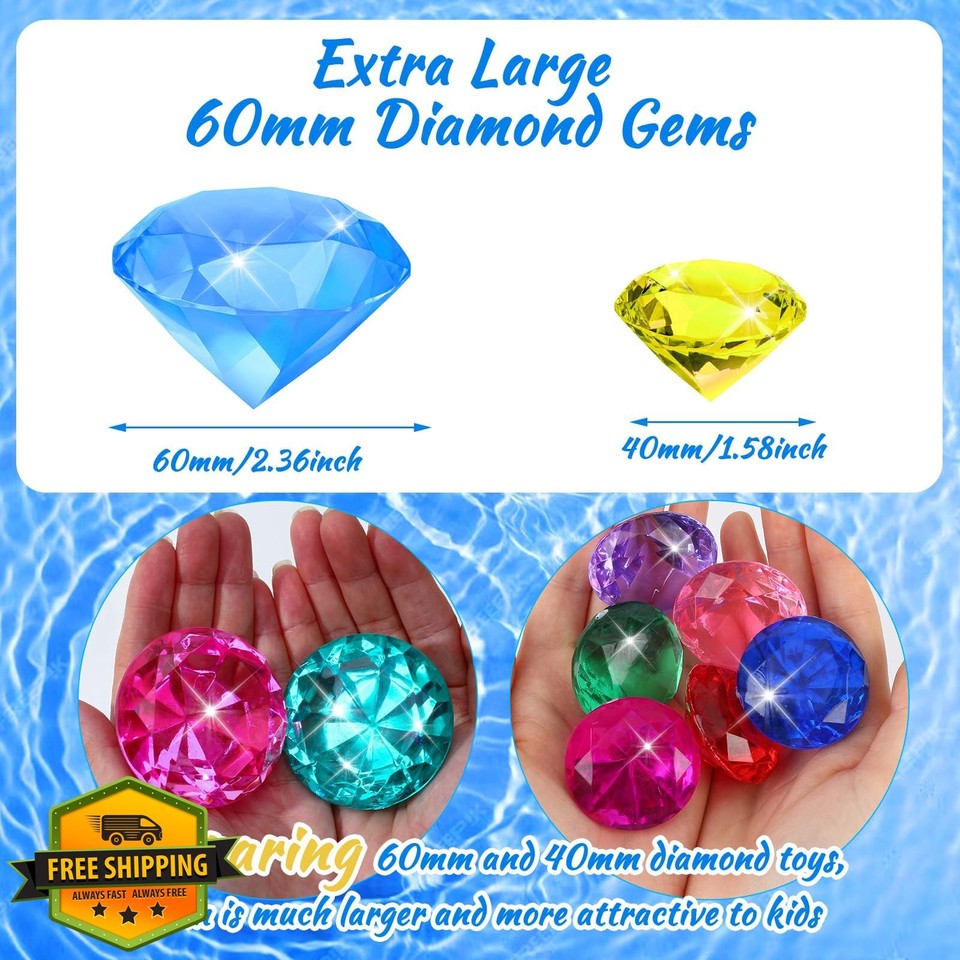 MARFOREVER Dive Gems Pool Toys 60mm Extra Large Pastel Pirate Treasure ...