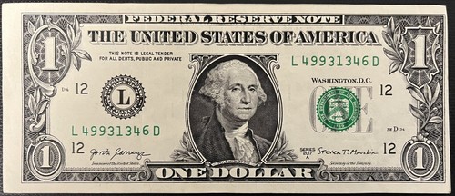 $1 ONE US DOLLAR BILL NOTE MISCUT RIGHT - MISALIGNED OFF CENTER ERROR ...