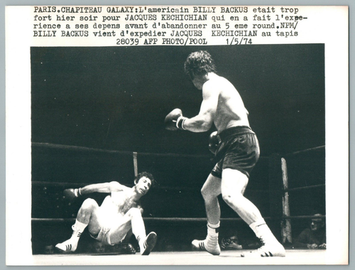 1974 BOXE BILLY BACKUS vs JACQUES KECHICHIAN KO FIGHT PHOTO VINTAGE BOXER BOXING | eBay