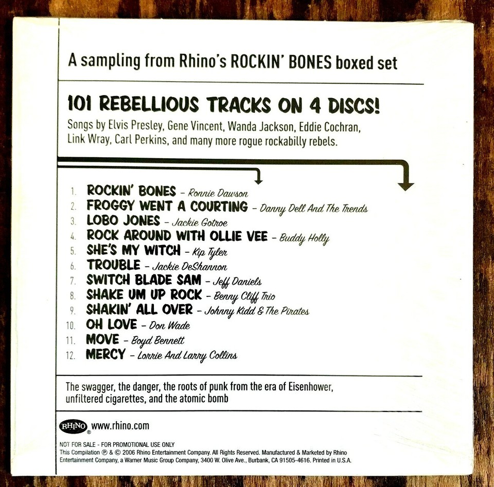 Rockin’ Bones CD RHINO Sampler NEW! Ronnie Dawson Collins Kids Johnny Kidd PROMO | eBay