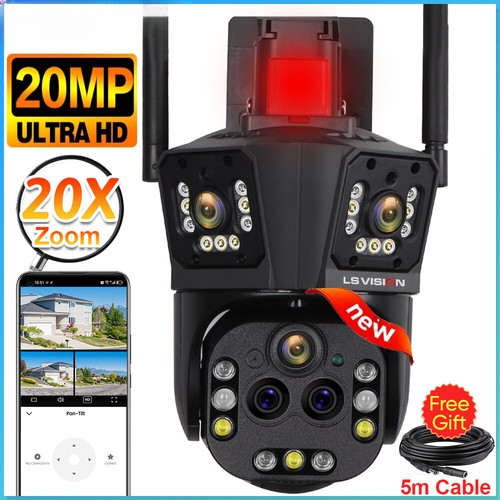 20MP WiFi IP Camera Five Lens 20X Zoom Outdoor 360° Surveillance ...
