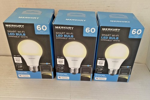 Merkury Innovations Smart Wi-fi Led Bulb Dimmable White 60w 800 Lumens ...