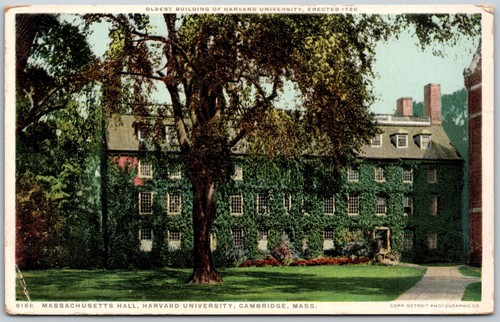 Massachusetts Hall Harvard University Cambridge MA VINTAGE Postcard ...