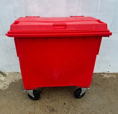 660 Litre Red Wheelie Bins - Large 4 Wheeled Rubbish Commercial Skip | eBay