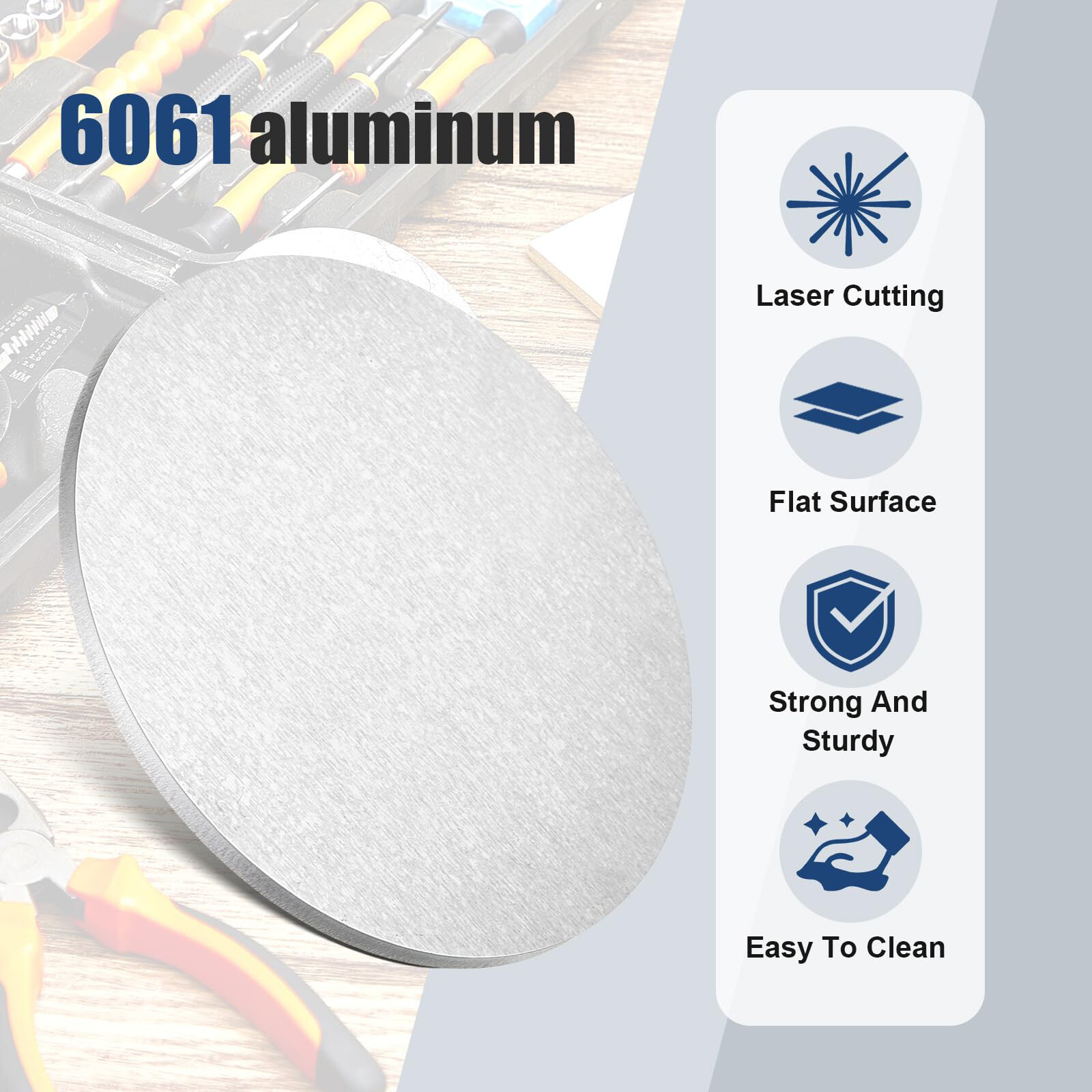 6061 Round Aluminum Sheet Disc Plate Dia 100/150/200/300mm Thick 1/2/3 ...