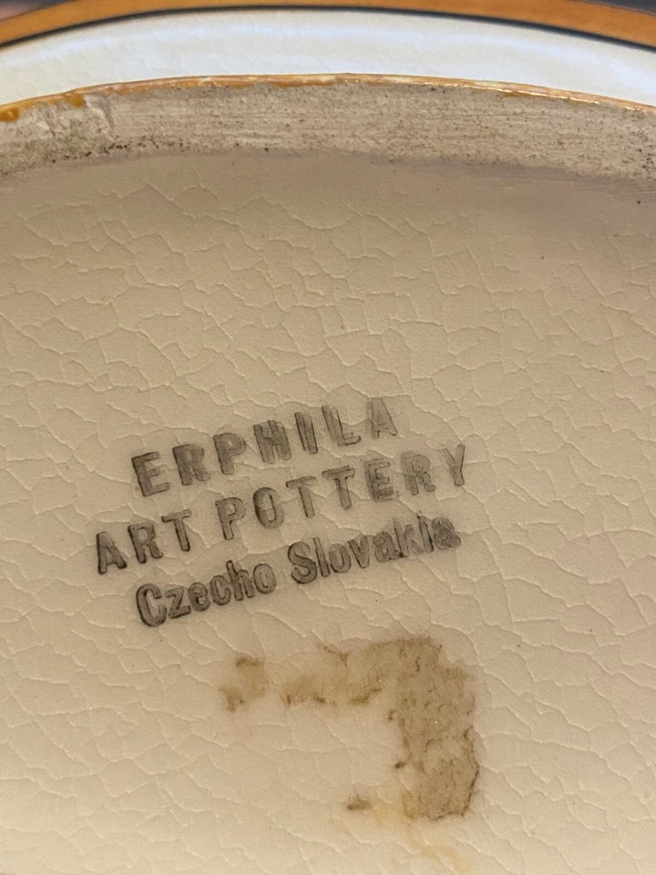 Vintage Erphila Art Pottery Czechoslovakia Art Deco Painted Basket 6 ...