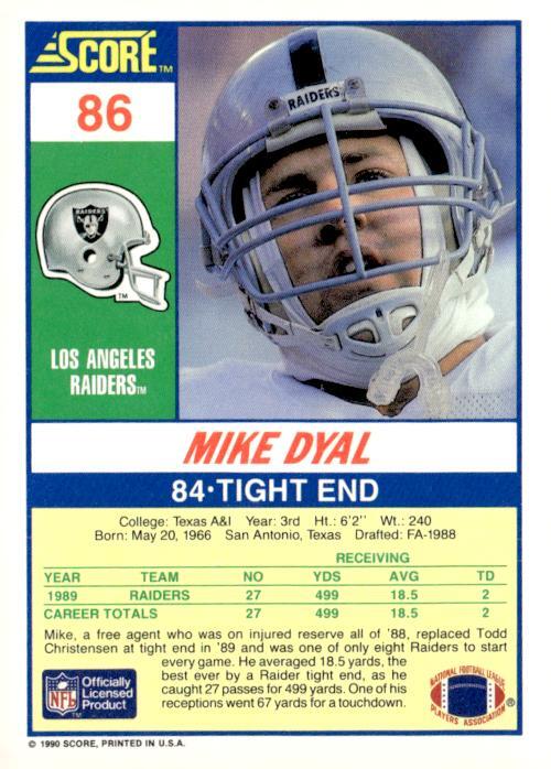 1990 Score #86 Mike Dyal | eBay