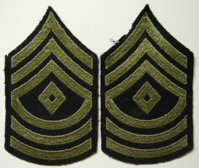 WW2 US Army 1st Sergeant Chevron Rank Pair OD Green on Wool - off ...