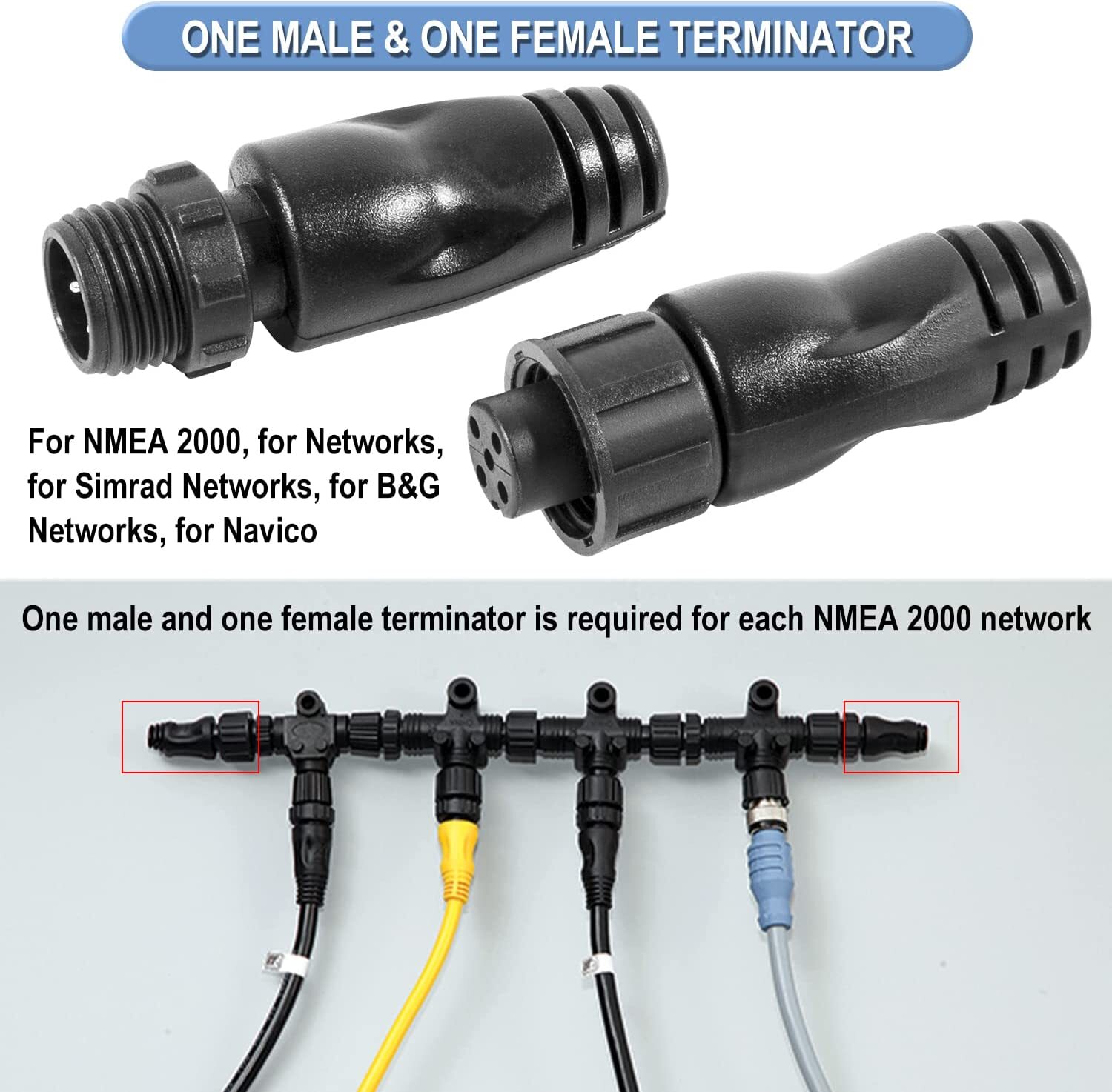 NMEA 2000 Network Terminators Male/Female For Lowrance Simrad B&G ...