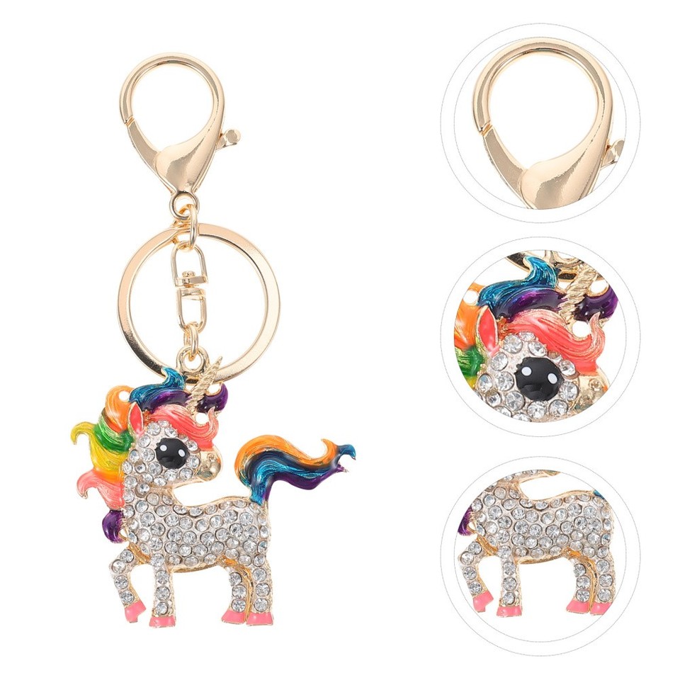 Rhinestone Unicorn Key Ring Bag Hanging Pendant Decorative Key Ring Bag ...