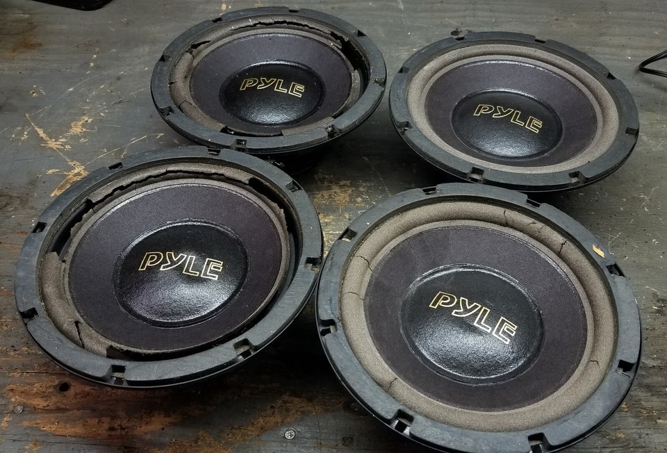 FOUR (4) old school USA MADE Pyle Driver 8" subwoofers - NEED FOAM ...
