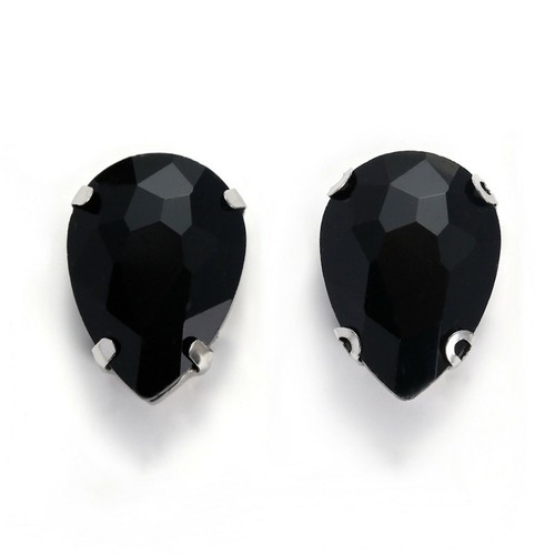 20Pcs Black Crystal Glass Teardrop Rhinestones Rose Montees 13X18mm Sew ...