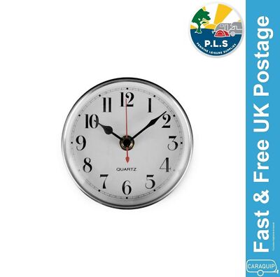 Caravan Motorhome Quartz Clock 72mm Round Silver c/w Battery ME521 | eBay