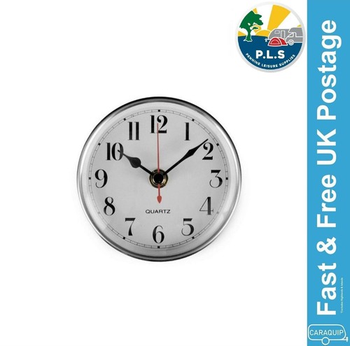 Caravan Motorhome Quartz Clock 72mm Round Silver c/w Battery ME521 ...