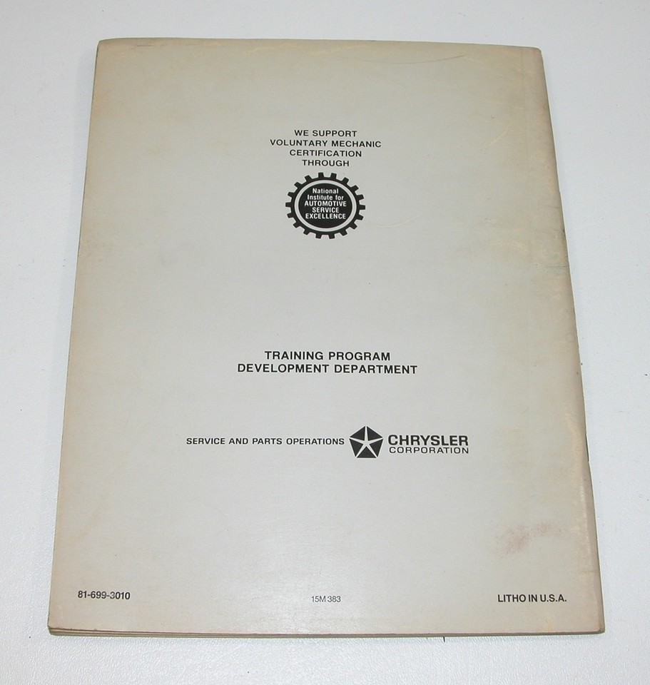 1983 Dodge Omni Plymouth Horizon 1.6L Driveability Test Procedures ...