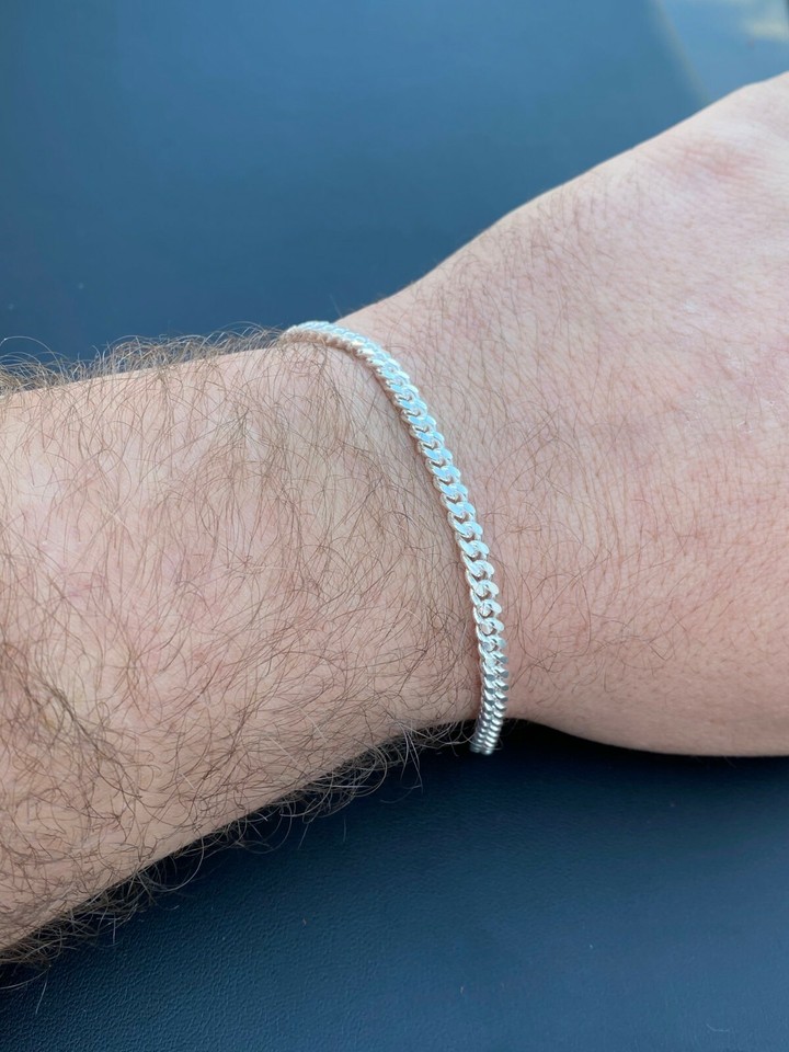 Real Miami Cuban Link Bracelet Solid 925 Sterling Silver Box C G1N | eBay